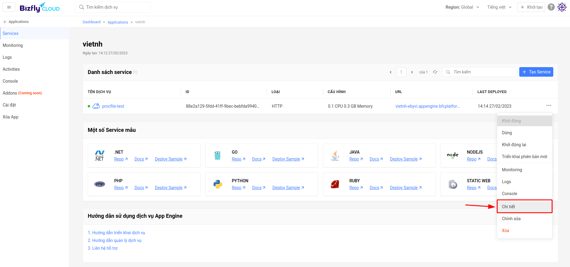 Tích hợp tính năng mới trên Bizfly App Engine tự động triển khai Github Actions