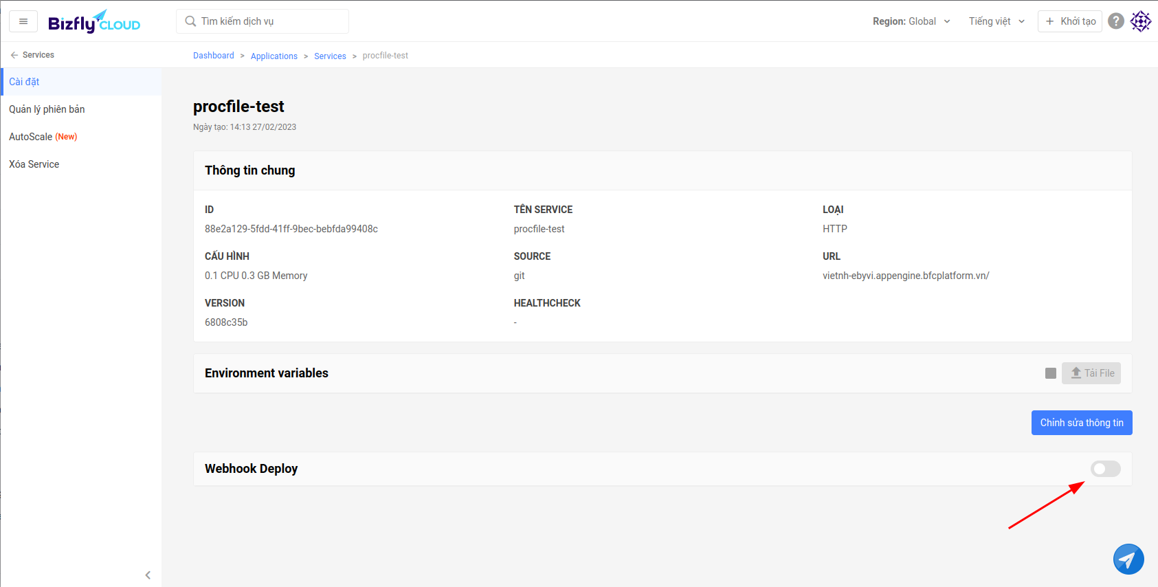 Tích hợp tính năng mới trên Bizfly App Engine tự động triển khai Github Actions