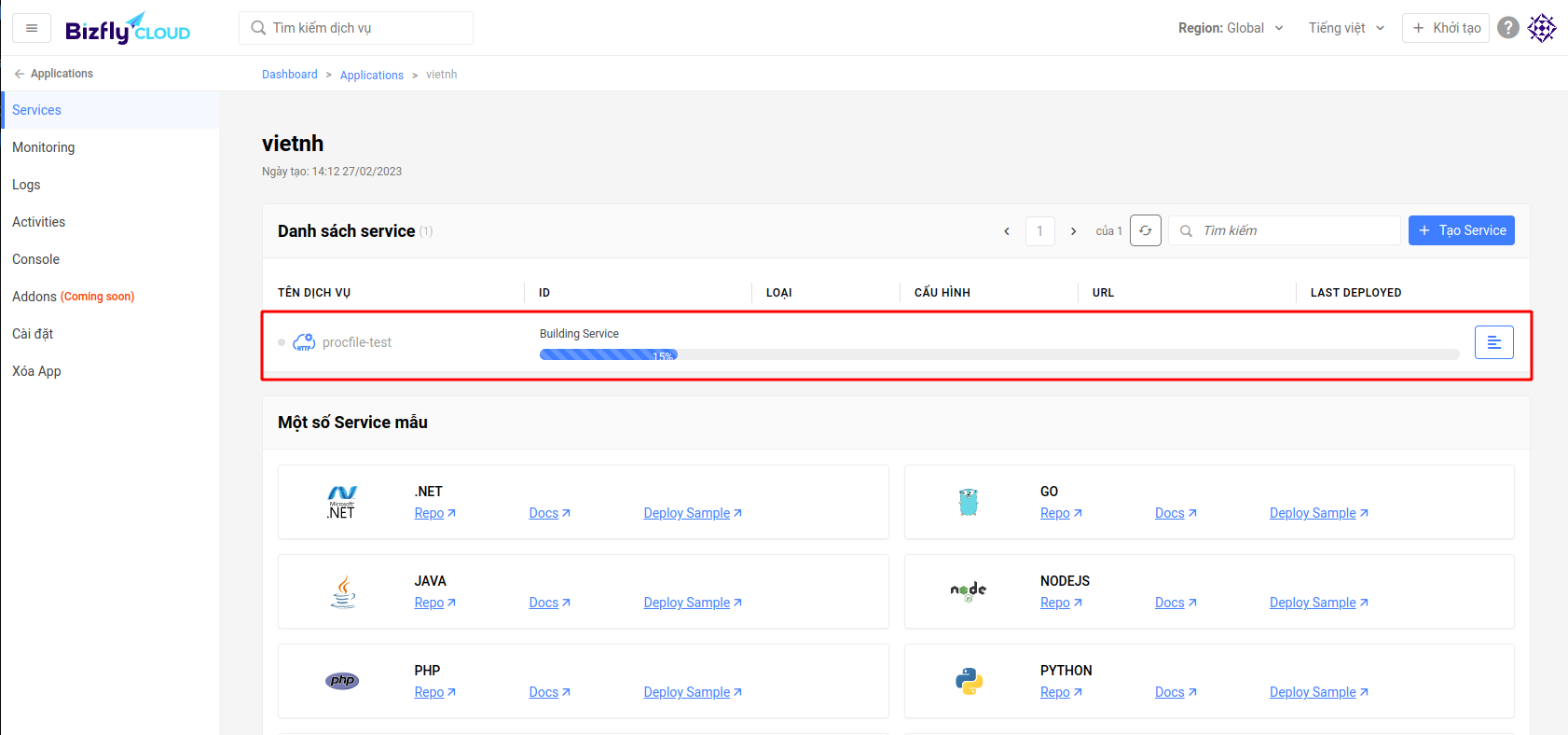 Tích hợp tính năng mới trên Bizfly App Engine tự động triển khai Github Actions