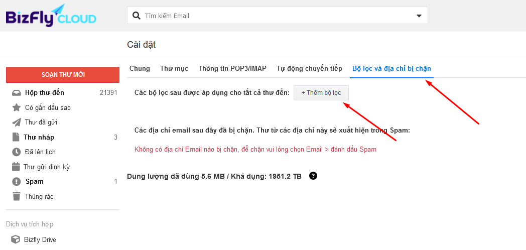 Cách Sử Dụng Bộ Lọc (Filter) Trên Bizfly Business Email