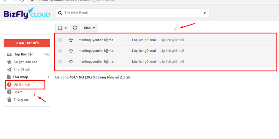 Lập lịch gửi mail trên Bizfly Cloud